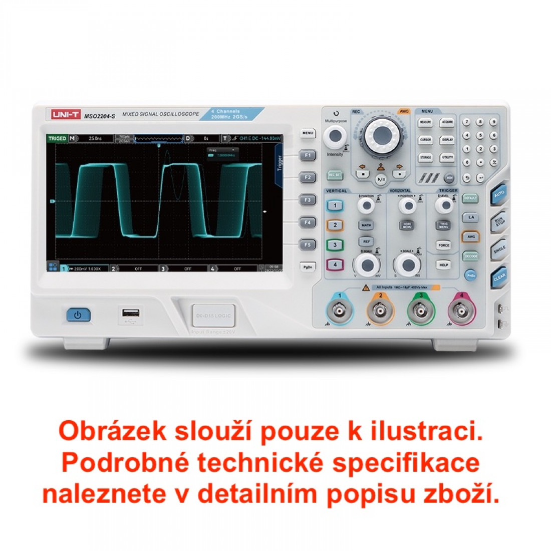 Osciloskop UNI-T MSO2202-S (2+16 kanálů, 200 MHz, 2GS/s, generátor funkcí)